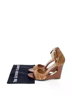 FERRAGAMO Woven Chain-trim Sandals - Brown