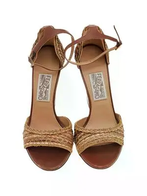 FERRAGAMO Woven Chain-trim Wedge Sandals
