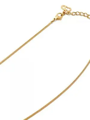 Dior Tone Crystal Embellished Heart Pendant Necklace - Gold
