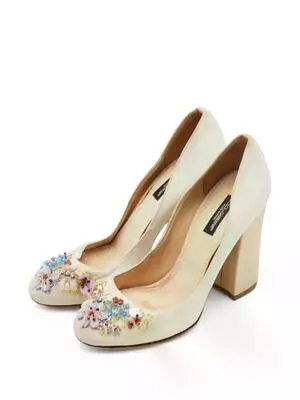 Dolce & Gabbana Embellished Round-toe Pumps - Neutrals