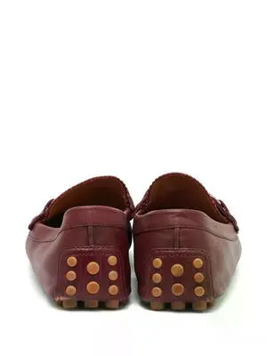 Gucci Leather Horsebit Detail Loafers - Red