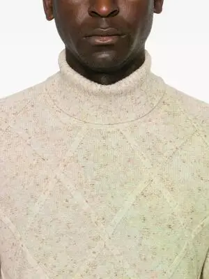 GRAN SASSO Diamond-knit Roll-neck Sweater - Brown