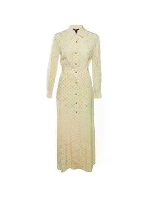 LOUIS VUITTON Monogram Crepe Maxi Shirt Dress - Yellow