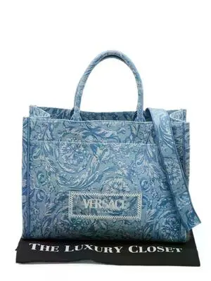 Versace Barocco Athena Jacquard Tote Bag - Blue