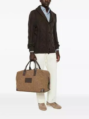 GRAN SASSO Herringbone-weave Wool Tote Bag - Brown
