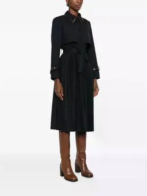 Sandro Pleated Leather-trim Trench Coat