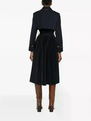 Sandro Pleated Leather-trim Trench Coat