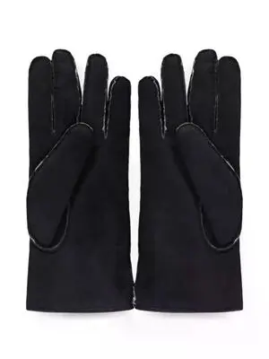 MOORER Shearling-lined Suede Gloves - Blue