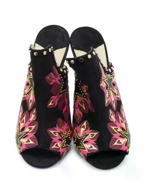 JIMMY CHOO Mahi Star-print Suede Heeled Mules