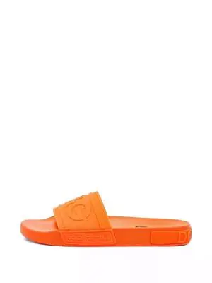 Dolce & Gabbana Embossed Logo Rubber Slides - Orange