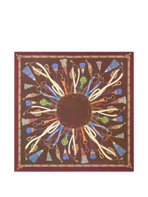 Etro Silk Scarf With Charm Motif - Brown