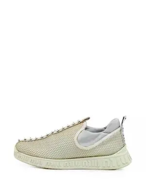 Miu Miu Crystal-embellished Low-top Sneakers - Neutrals