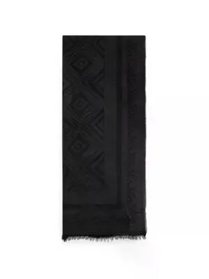 Alberta Ferretti Geometric-print Frayed-edge Scarf - Black