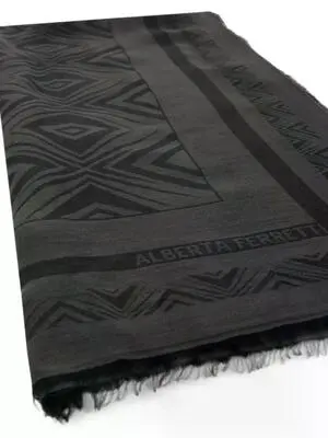 Alberta Ferretti Geometric-print Frayed-edge Scarf