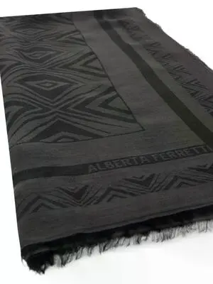 Alberta Ferretti Geometric-print Frayed-edge Scarf