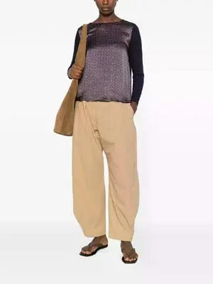 NIU Geometric Print Blouse With Boat Neck And Long Sleeves