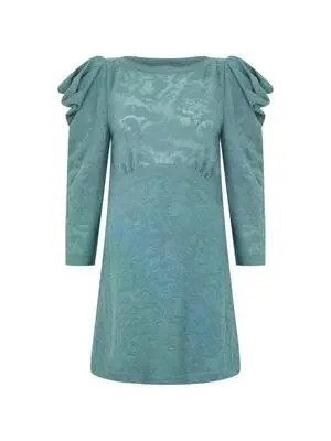 Alberta Ferretti Ruffled-sleeve Virgin Wool Mini Dress - Blue
