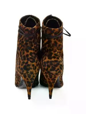 Saint Laurent Kiki Leopard-print Suede Lace-up Ankle Boots