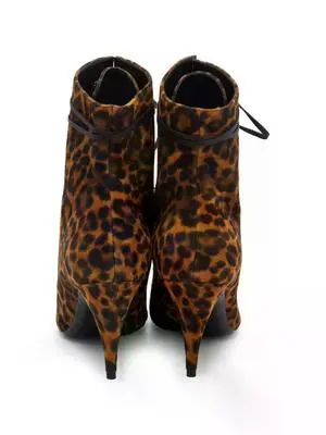 Saint Laurent Kiki Leopard-print Suede Lace-up Ankle Boots