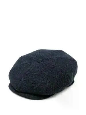 GRAN SASSO Herringbone Pattern Wool Flat Beret - Blue