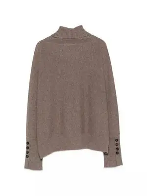 D.exterior Roll-neck Button-cuff Sweater - Brown