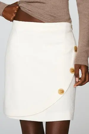 Maeve Printed Mini Skirt With Button Detail - Egret