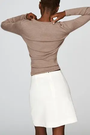 Maeve Printed Mini Skirt With Button Detail - Egret