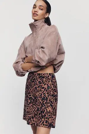 Maeve Printed Mini Skirt With Button Detail - Neutral Pattern