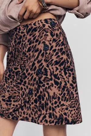 Maeve Printed Mini Skirt With Button Detail