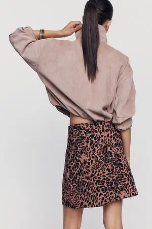 Maeve Printed Mini Skirt With Button Detail