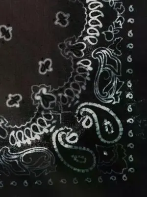 Destin Paisley-print Frayed-detail Scarf - Black