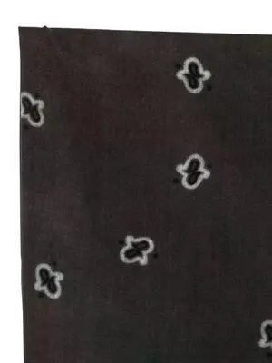 Destin Paisley-print Frayed-detail Scarf - Black
