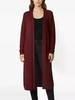 Loro Piana Burgundy Cashmere Longline Open-front Cardigan-coat