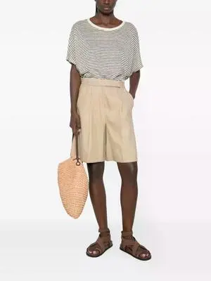 I BLUES Pleated Twill Shorts