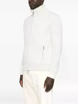 BARBA NAPOLI Ribbed-knit Faux-fur-trim Jacket - White