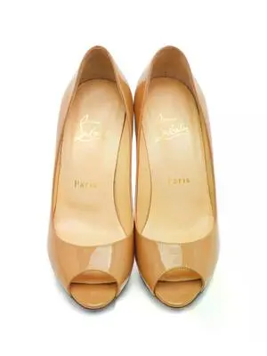 CHRISTIAN LOUBOUTIN Beige Patent Leather Peep-toe Pumps