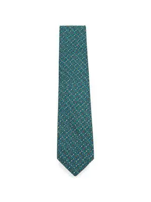 TOMBOLINI Geometric-print Silk Tie - Green