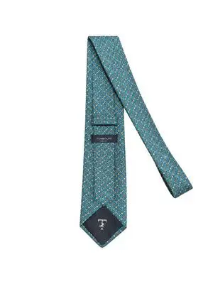 TOMBOLINI Geometric Print Silk Neck Tie - Green