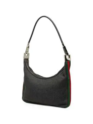 Gucci 2000-2015 Denim Web Shoulder Bag - Black