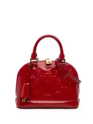 LOUIS VUITTON 2015 Monogram Vernis Alma Bb Satchel - Red