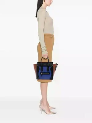 Celine 2014 Micro Tricolor Leather Luggage Tote Bag - Blue
