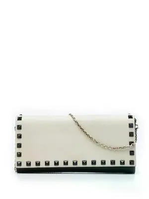 Valentino Garavani 2018-2026 Bicolor Leather Rockstud Wallet On Chain Crossbody Bag - Neutrals