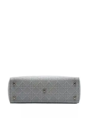 Dior Large Embroidered Canvas Cannage Lady D Lite Satchel