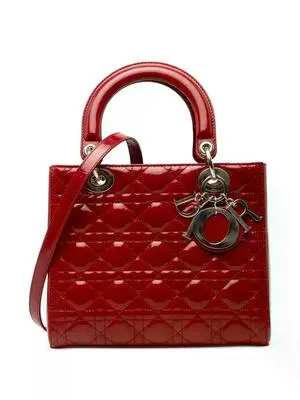 Dior Patent Cannage Lady Satchel - Red