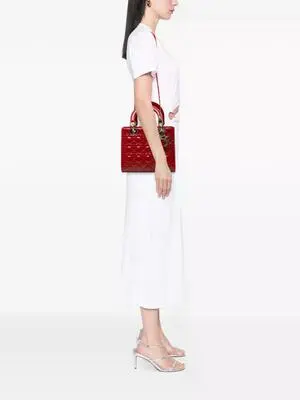 Dior Patent Cannage Lady Satchel - Red