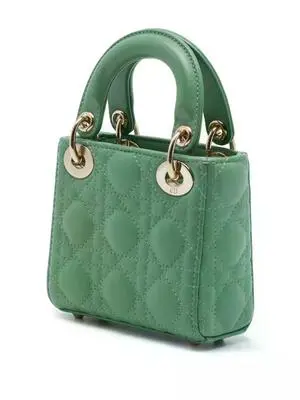 Dior 2020 Micro Lambskin Cannage Lady Satchel - Green