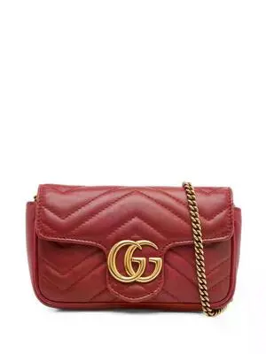 Gucci Mini Gg Marmont Matelassé Crossbody Bag - Red