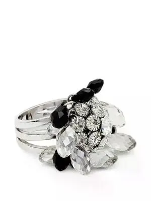 Dior Crystal And Bead Ring - Silver