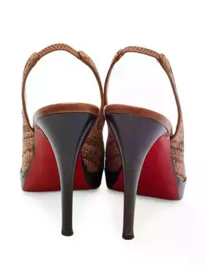 CHRISTIAN LOUBOUTIN Woven Raffia Platform Slingback Pumps