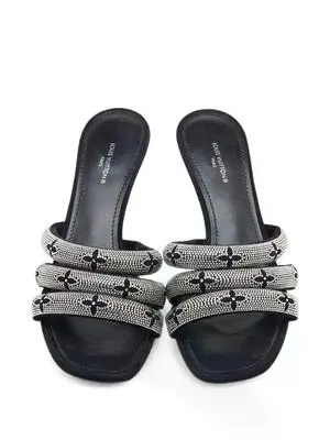 LOUIS VUITTON Monogram Crystal-embellished Sandals - Grey